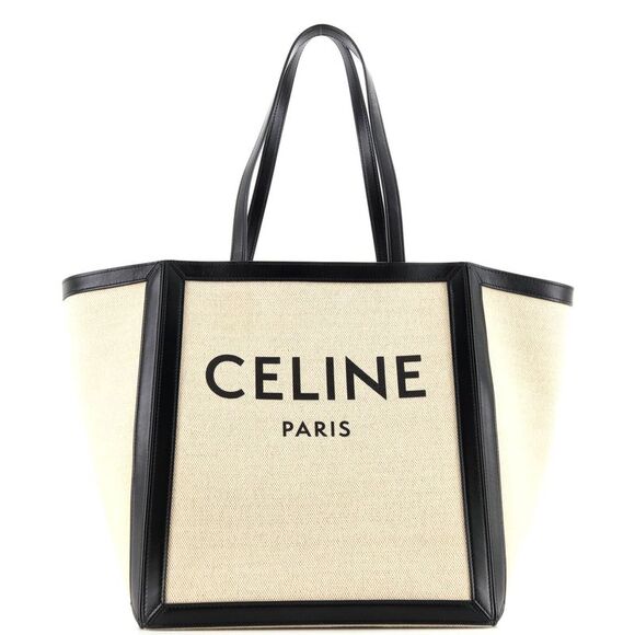 Celine | Bags | Celine Vertical Square Cabas Tote Canvas With Leather ...